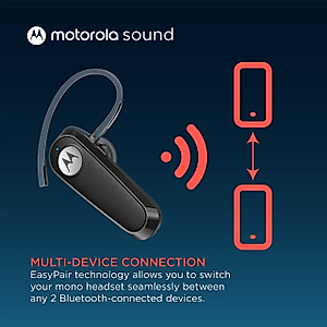 Motorola Sound HK126 Bluetooth Earpiece - in-Ear Wireless Mono Bluetooth Headset with 8-Hour Talk Time, Voice Assistant Compatible, Connects to 2 Devices - Lightweight Bluetooth Phone Earpiece