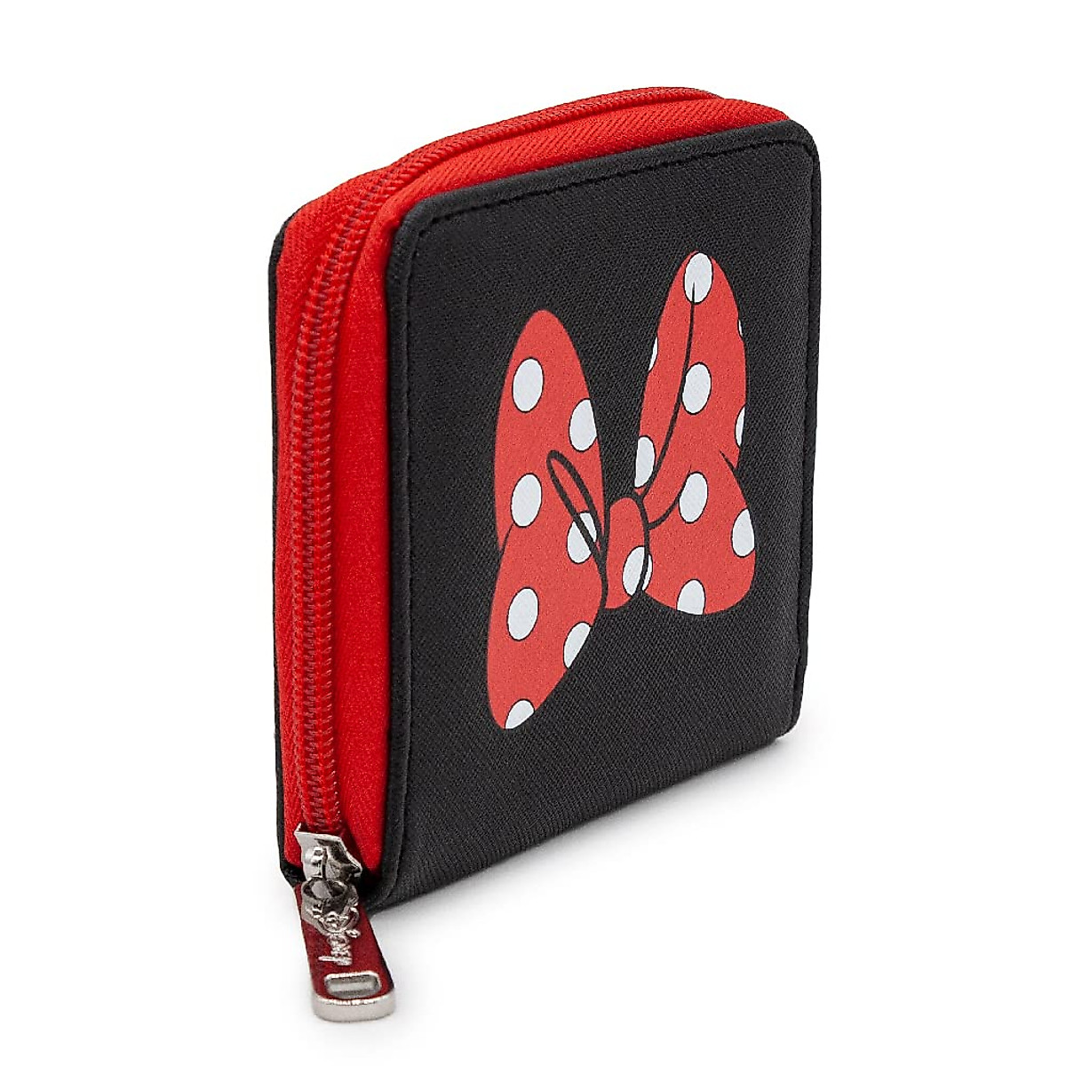 Buckle Down Disney Wallet, Square Zip Around, Minnie Mouse Polka Dot Bow, Vegan Leather