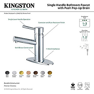 Fauceture LS8428DL Concord Single-Handle Bathroom Faucet with Push Pop-Up, Brushed Nickel