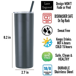 Heartbeat Nurse's Personalized Laser Engraved 20 oz Stainless Steel Skinny Tumbler with Custom Stethoscope by Avito - Includes Straw and Lid - Nurse RN, CNA, PA - Nurse Gift