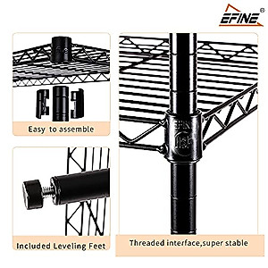EFINE 5-Shelf Shelving Unit with Shelf Liners Set of 5, Adjustable, Steel Wire Shelves, 150lbs Loading Capacity Per Shelf, Shelving Units and Storage for Kitchen and Garage (30W x 14D x 60H) Black