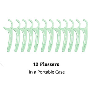 Plackers Micro 12 Count Flosser with Travel Case, Mint, 4-Pack