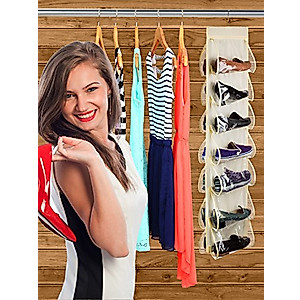 Hanging Shoe Organizer - 14 Pockets - The Clear Pockets Will Protect Your Shoes, Handbags or Purse and Enable You to Find Them Easily. Hang it in a Closet to Keep Your Closets Neat and Organized.