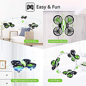 Holy Stone Kid Toys Mini RC Drone for Beginners Adults, Indoor Outdoor Quadcopter Plane for Boys Girls with Auto Hover, 3D Flip, 3 Batteries, Headless Mode, Xmas Toddler Gift, Green