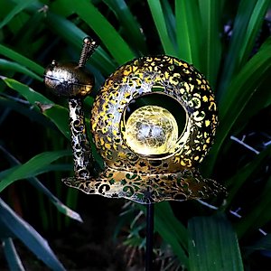 SEKKVY Solar Garden Lights Outdoor Decorative - 1 Pack, Metal Snail LED Stake Light Waterproof, Suitable for Pathway, Lawn, Patio, Yard(Warm White)