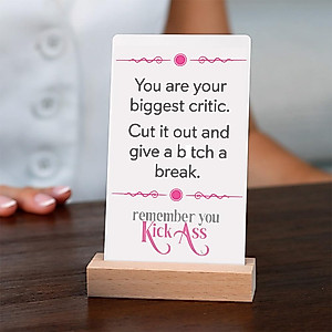 VAPARA DESIGNS KickAss Affirmation Cards For Women with Stand - Sweary Motivational And Inspirational Cards - Funny Gift For Women