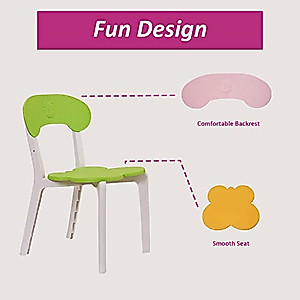 Domi Kids Table and Chair Set,3 Piece Toddler Table and Chair Set,Plastic Children Activity Tablefor Reading,Preschool,Drawing,Toddler,Playroom(Tricolor)