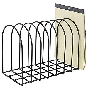 MyGift Large Desktop Document Holder, Black Metal Wire File Folder Organizer Rack with 8-Slots and Arch Design