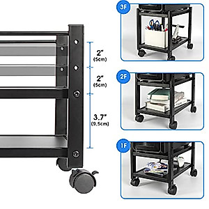 J JACKCUBE DESIGN 2 Tier Computer Tower Stand for Desktop CPU, Gaming PC Holder, Mobile Rolling Cart for Under Desk with Caster Wheels, Office Desk Accessories- MK712A