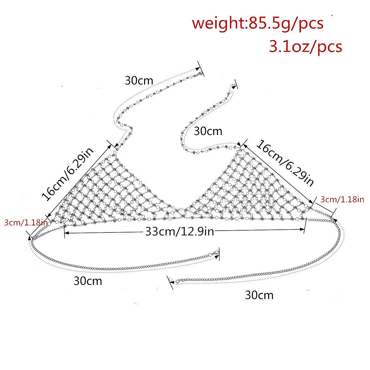 idealway Sexy Crystal Rhinestones Body Jewelry Fashion Bikini Chain Necklace Hollow Out Underwear Bra Design Summer Beach (Gold) (Silver)