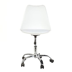 +gardenlife | Tulip Modern Home and Office Design Armless Chair Adjustable Height Soft Ped Shell | (White)