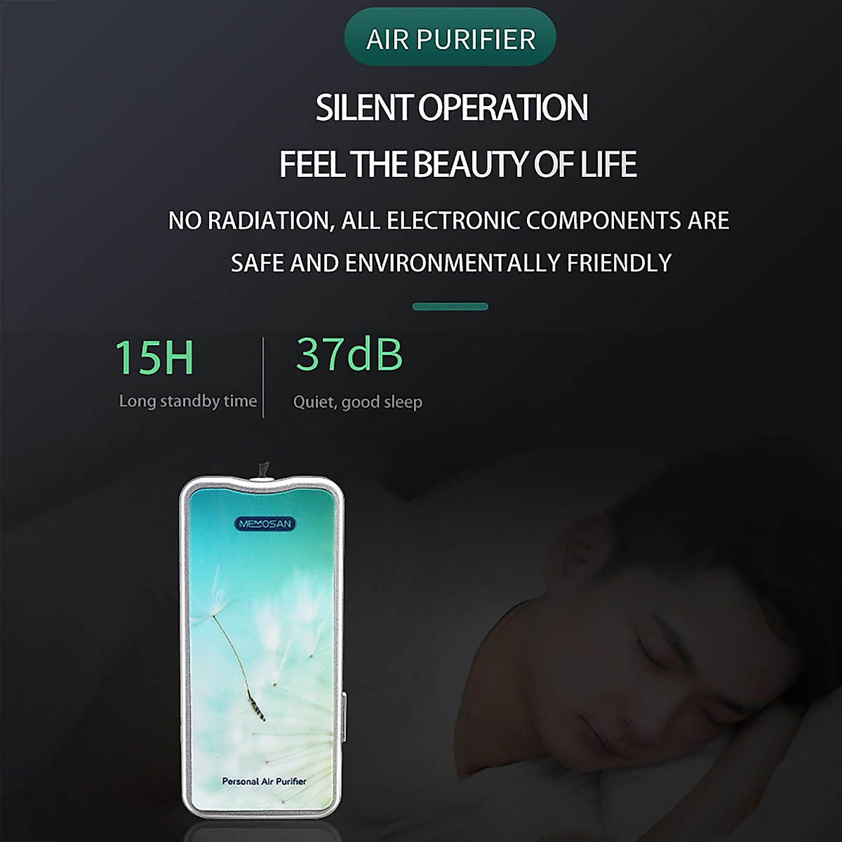 HEYAXA Travel Air Purifier, Wearable Air Purifier Necklace, Portable Mini Air Ionizer Eliminates Pollen, Smoke, Dust for Outdoor, Travel