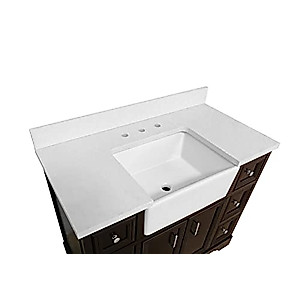 Kitchen Bath Collection Zelda 42-inch Farmhouse Vanity (Quartz/Chocolate): Includes Chocolate Cabinet with Stunning Quartz Countertop and White Ceramic Farmhouse Apron Sink