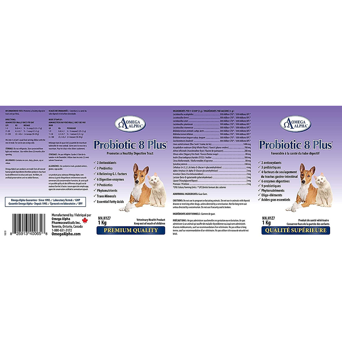 Probiotic 8 Plus Pet Probiotics | Enzymes & Fiber for Digestion | Natural Herbal Digestive Supplement |Reduces Indigestion | Specially for Cat & Dogs (1kg,1000g)