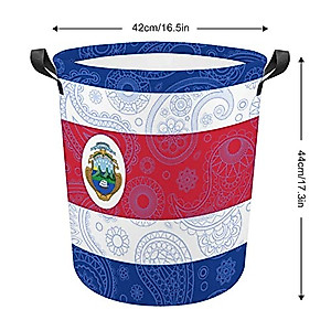 Costa Rica Paisley Flag Large Laundry Basket Hamper Bag Washing with Handles for College Dorm Portable
