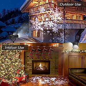 Christmas Projector Lights Outdoor, Double Head Upgrade Rotating Snowflake LED Lighting Projector Waterproof Indoor Outdoor Snowflake Party Patio Garden Landscape Lights Party Christmas Decorations