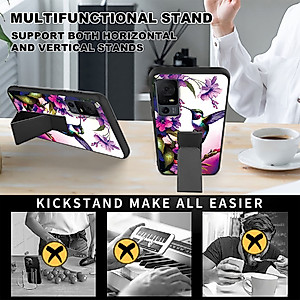 RYUITHDJP for TCL 40XL Case Hummingbirds Girl Theme with Screen Protector Detachable Stand Phone Case for TCL 40 XL Case Soft TPU Stylish Protective Cover