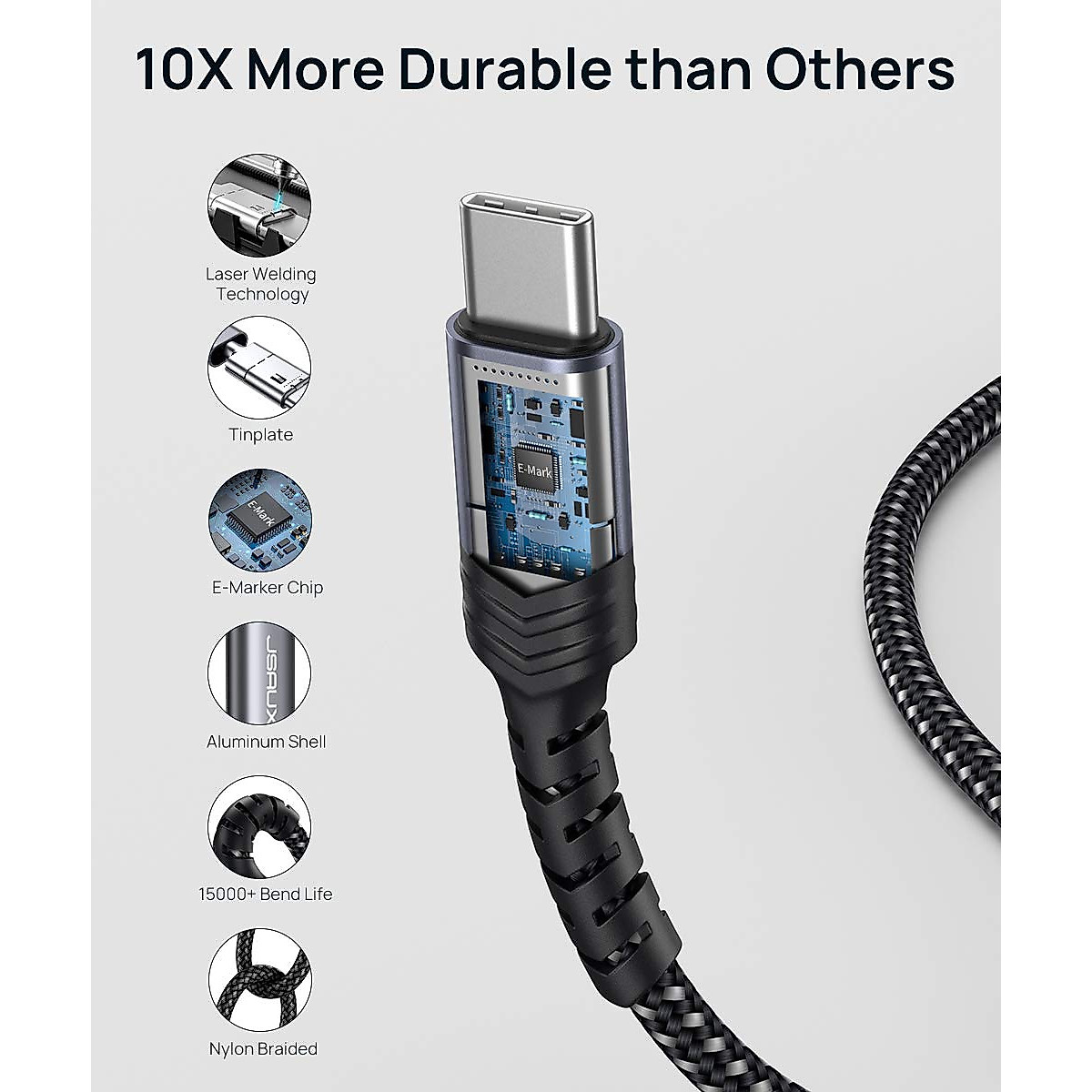 JSAUX 2-in-1 Link Cable 10 FT Compatible with Meta/Oculus Quest 3/2 Accessories & PC/Steam VR, USB 3.0 High Speed PC Data Transfer Adapter, Compatible with VR Headset, Gaming PC, Quest 3 & 2 & 1 -Grey