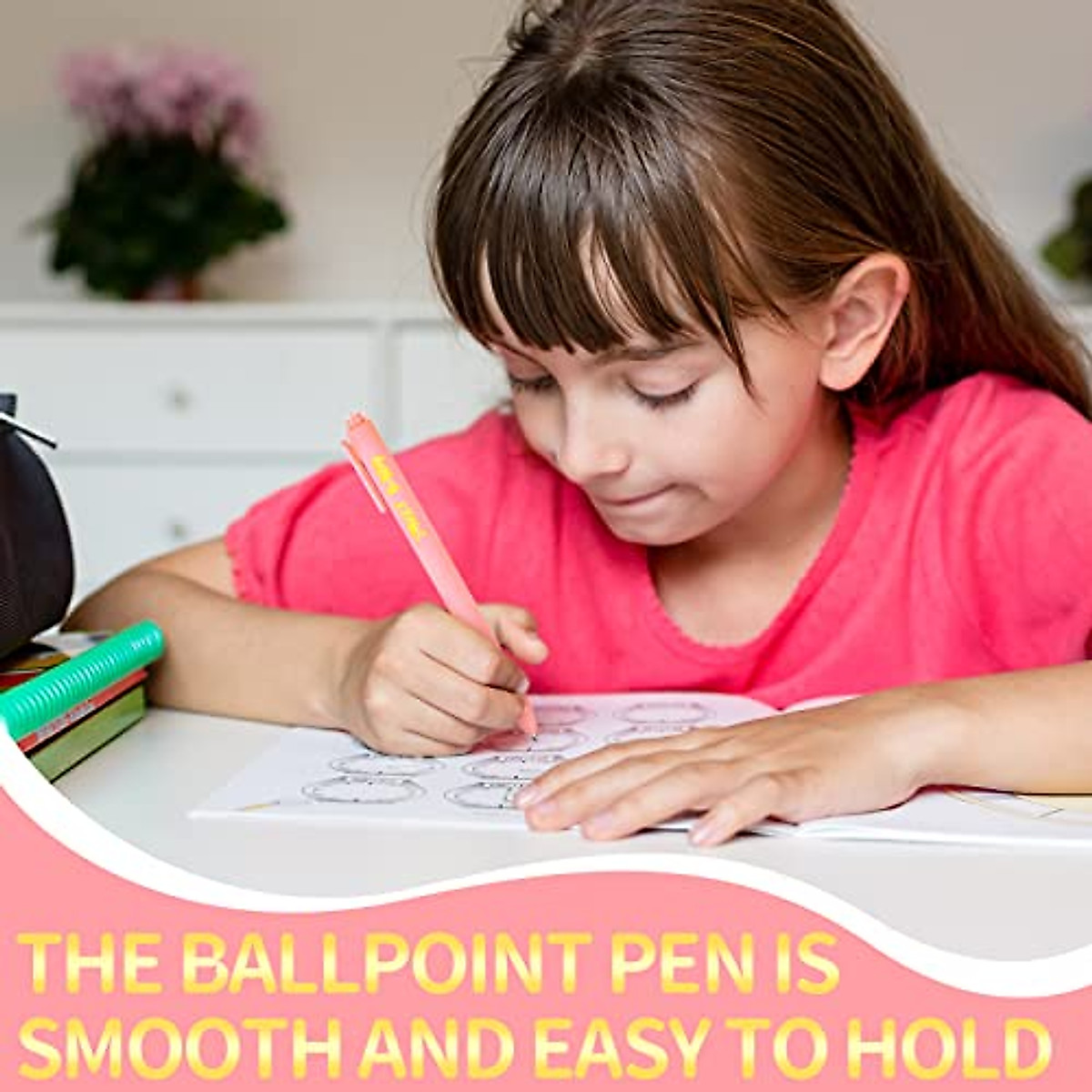 Nuanchu 50 Pcs Baby Shower Pens Retractable Ballpoint Pen with Black Ink Baby Shower Favors for Girl Boy Baby Shower Games Decors Office School Teacher Student Writing Supplies (Pink, Girl Style)