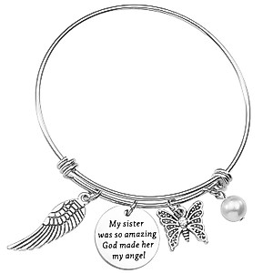 HUTIMY Sister Memorial Gifts Bracelet for Women in Remembrance My Sister Sympathy Grieving Berevment Memorial Charm Bracelets Memory Bracelet for a Loss Sisters Bracelet