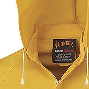 Pioneer Waterproof PVC Work Suit for Men – Repel Rain Gear Yellow Safety Jacket and Bib Pants - 3 PC Set With Detectable Hood