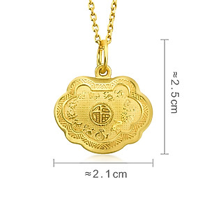 CHOW SANG SANG 999.9 24K Solid Gold Price-by-Weight 4.86g Gold Ruyi Lock Pendant for Women 84710P | [Not Include the Necklace]