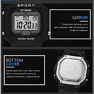 KINGNUOS Outdoor Sports Watches Unisex Digital Watch Couple Men Women Waterproof LED Clock Square Electronic Student Wrist (Blue)