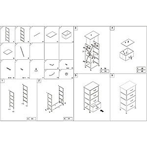 AZL1 Life Concept 4 Drawers Fabric Dresser Storage Tower, Organizer Unit for Bedroom, Closet, Entryway, Hallway - Dark Grey