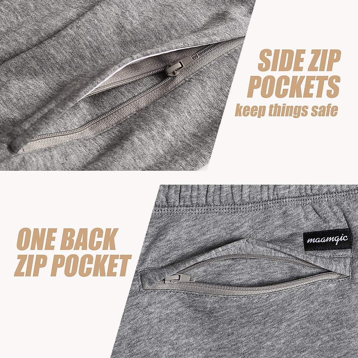 maamgic Mens Athletic Gym Shorts 5.5" Elastic Waist Casual Pajama Pocket Jogger Men Workout Short Pants Light Grey Shorts Medium