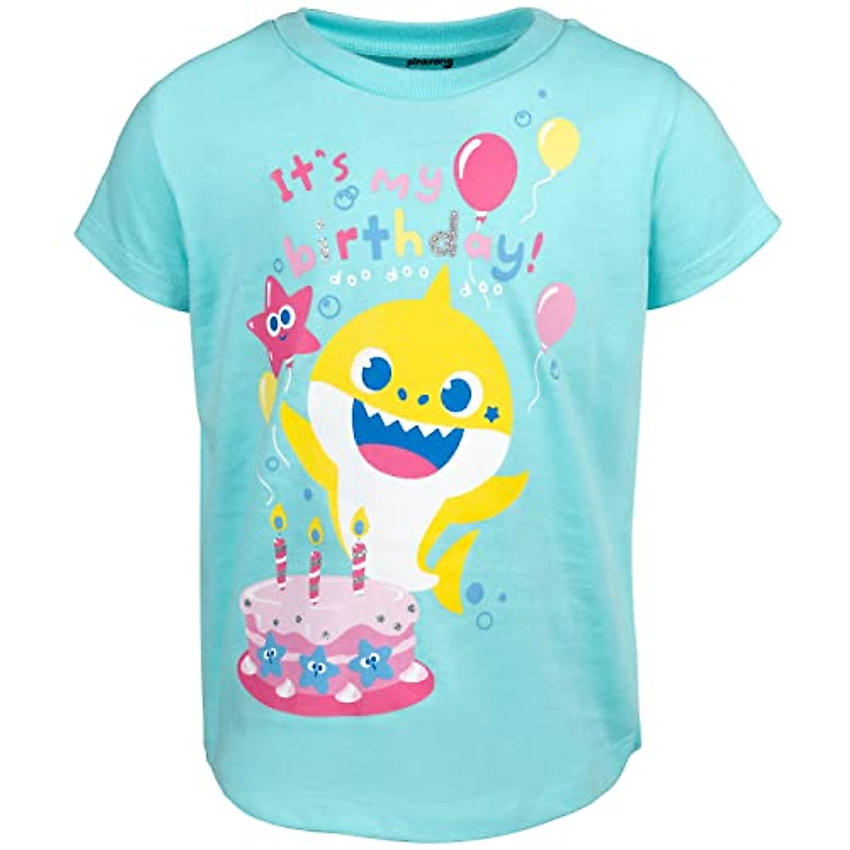 Pinkfong Baby Shark Birthday Toddler Girls T-Shirt Blue 3T