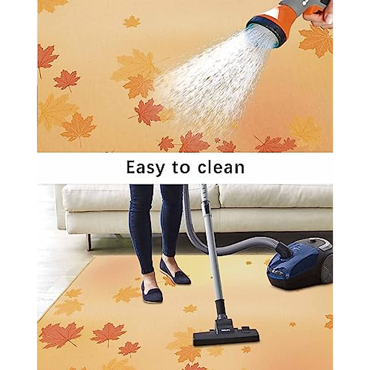 Thanksgiving Outdoor Rug, Large Floor Mat Day Dreamlike Maple Leaf Non Slip Area Rug Rubber Backing Quick Dry Clearance Carpet for Camping Rugs, Patio, Garden, Lawn, Deck, Porch, 6' x 9'