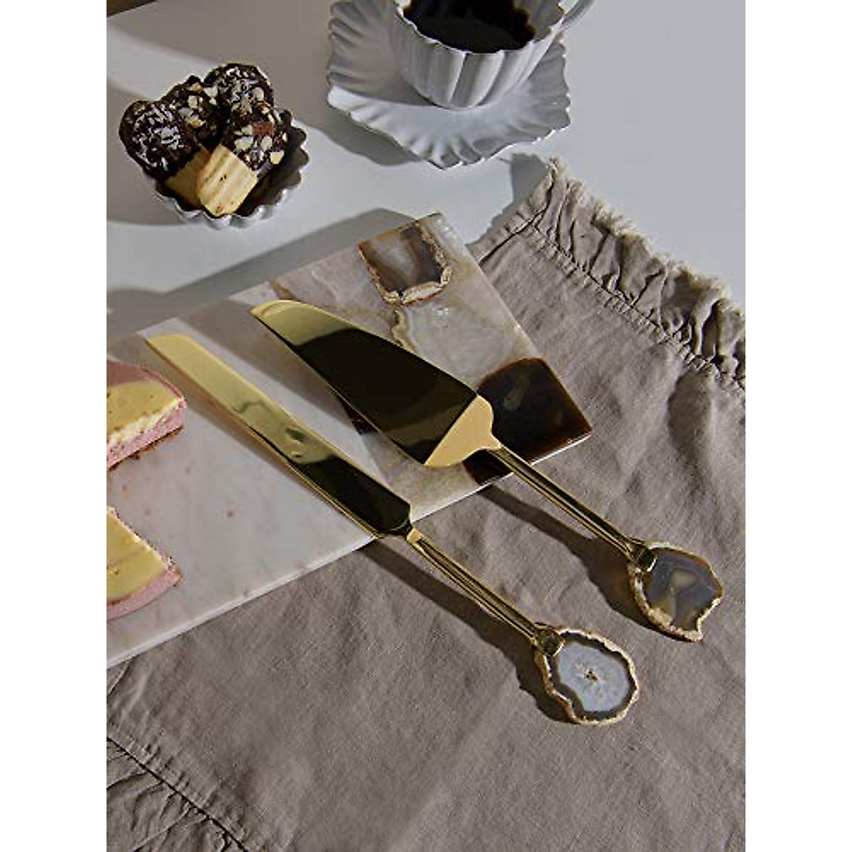 Best Home Fashion Agate Cake Serving Set - AGATE - 2.25” W x 10.0” L