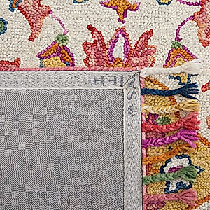 SAFAVIEH Blossom Collection 2' 3" x 12' Ivory/Multi BLM456A Handmade Premium Wool Tassel Entryway Foyer Living Room Kitchen Runner Rug