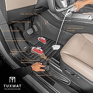 TuxMat - for Volvo XC60 2018-2024 Models - Custom Car Mats - Maximum Coverage, All Weather, Laser Measured - This Full Set Includes 1st and 2nd Rows Black