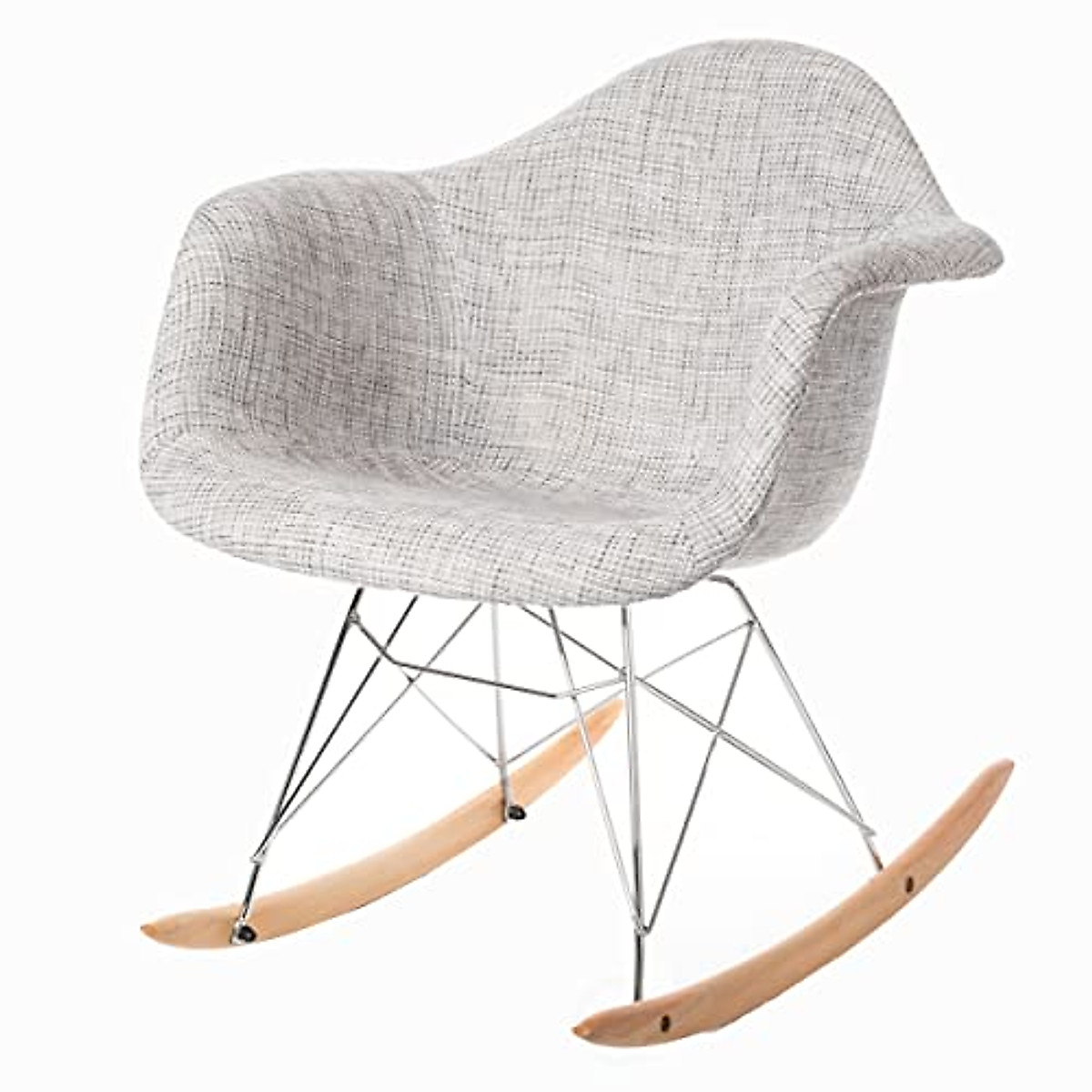 Mid-Century Modern Style Fabric Rocking RAR Shell Dining Chair - Light Gray - 32in.H x 25.25in.W x 24in.D