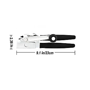 Matways Heavy Duty Commercial Hand Can Opener, Easy Crank Can Opener with Extra Long ergonomic Handle, Stainless Steel Sharp Blade, Large Size Manual Can Opener with Black Comfortable Handle Grip