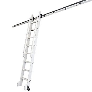 Junvstor Sliding Barn Door Hardware Kit, Carbon Steel Rolling Ladder Rail Track Roller System Closet Set Heavy Duty Sliding Ladder Rail Kit (No Ladder), 3.3ft- 20ft (Size : 3.3ft/100cm Track Kit)