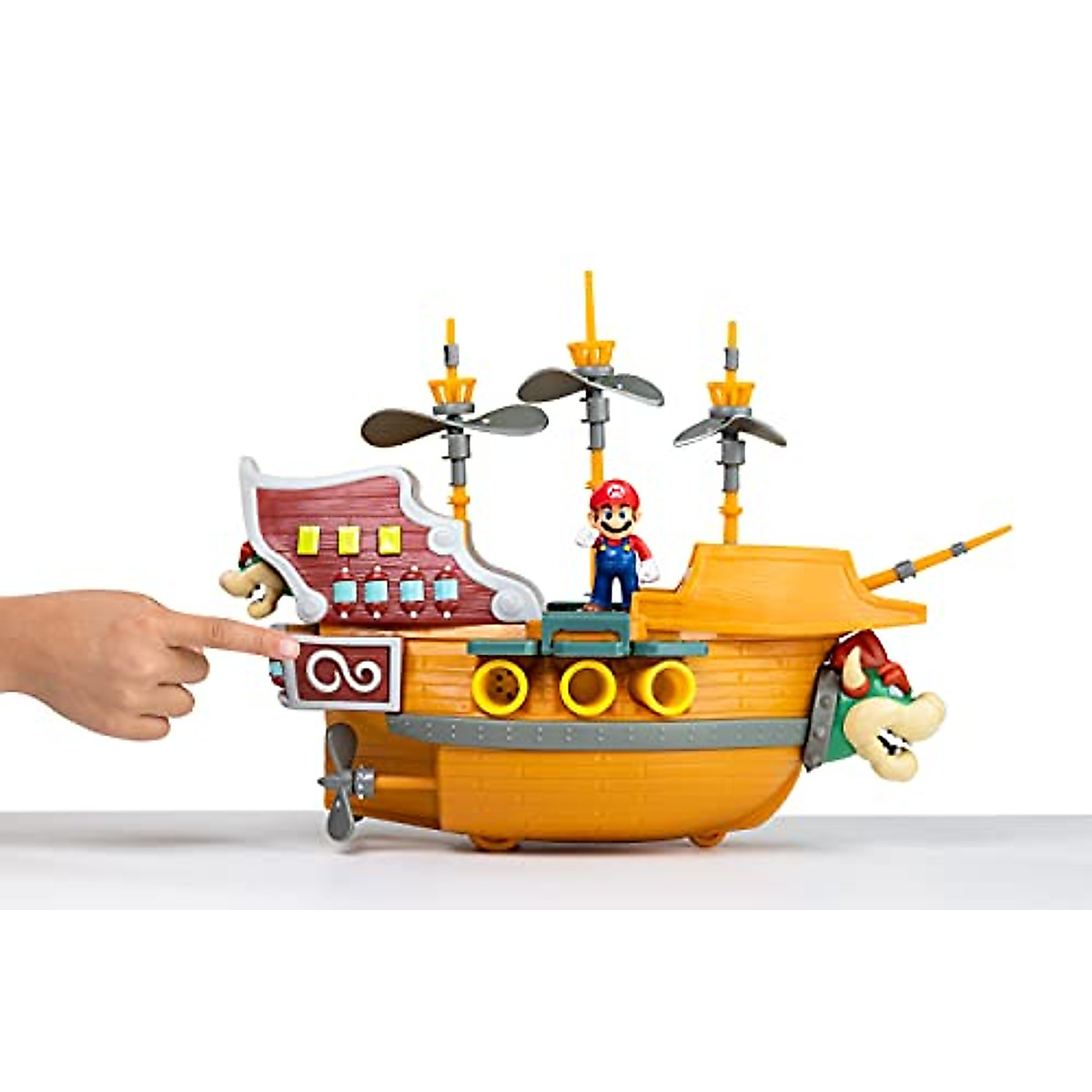 Super Mario Deluxe Bowser's Air Ship Playset with Mario Action Figure – Authentic in-Game Sounds & Spinning Propellers