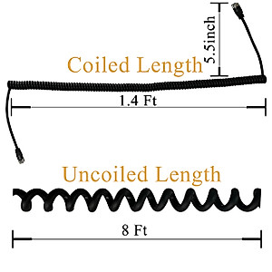 HPWFHPLF Telephone Cords, 2 Pack 6P6C Anti-Tangle Telephone Wires, 6-10 Feet RJ12 Male to Male Coiled Cable for Landline Phones (Black)