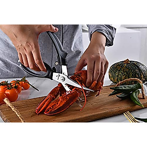 Poultry Shears - Heavy Duty Kitchen Scissors for Cutting Chicken, Poultry, Game, Bone, Meat - Chopping Food - Spring Loaded