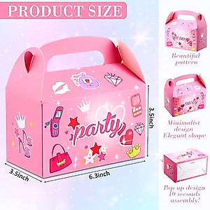 Motiskyy Blue Pink Goodie Bags Pink Candy Bags Gift Boxes with Handle for Birthday Party Bridal Shower(12 Pcs)