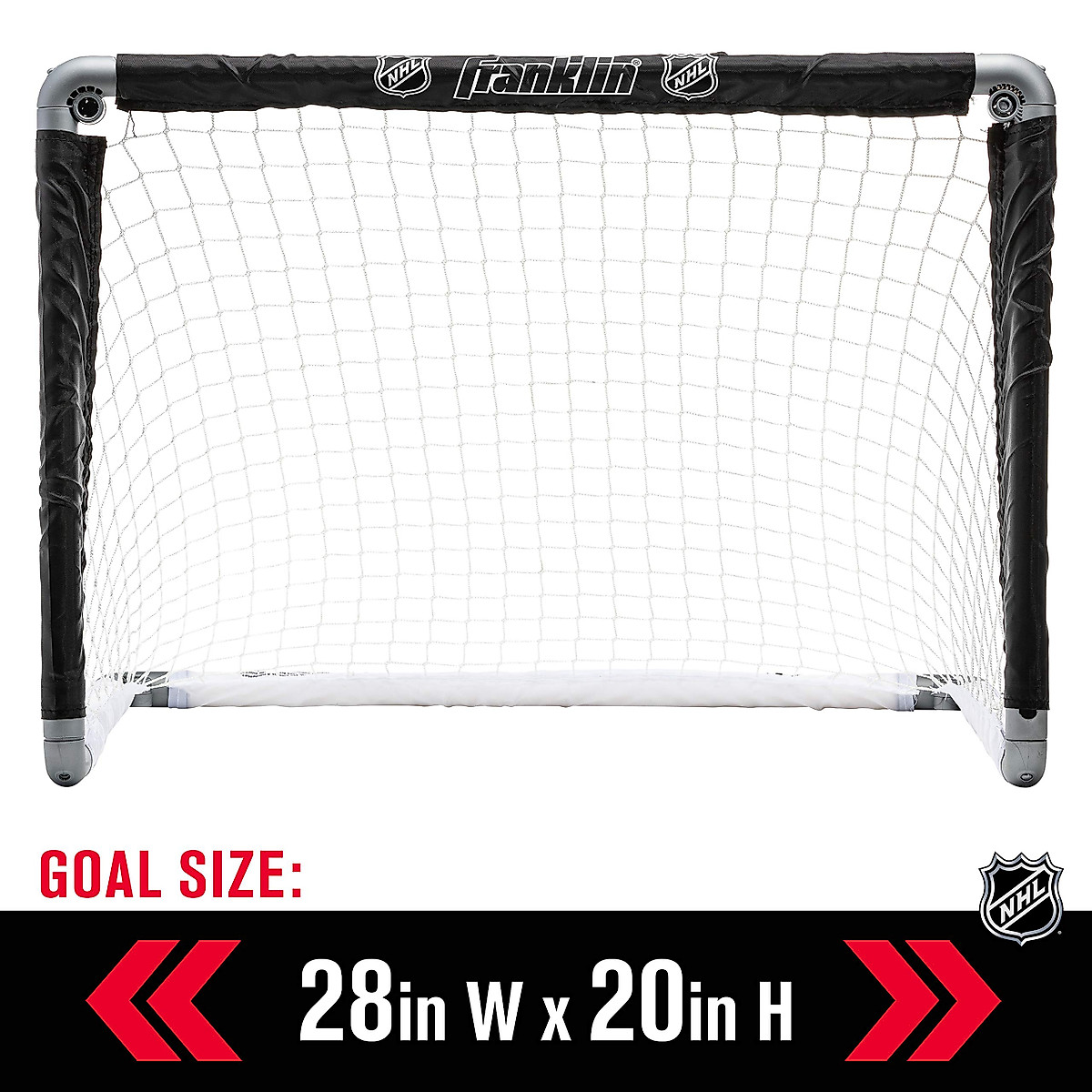 Franklin Sports NHL Mini Hockey Goal Set of 2 - Black - Includes Mini Hockey Goals, 4 Hockey Sticks, 2 Goalie Sticks, and 4 Foam Hockey Balls