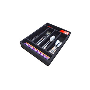 Polar Whale Flatware Silverware Drawer Organizer for Cutlery Forks Knives Spoons Serving Utensils Non-Slip Premium Waterproof Tray Insert 11 x 15 Inches 6 Slot Extra Deep Pair Set