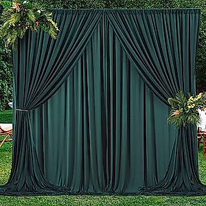 30ft×10ft Wrinkle Free Blackish Green Backdrop Curtain for Party Wedding 6 Panels 5ft×10ft Hunter Green Polyester Drapes for Curtain Backdrop Decor Birthday Baptism Photography Baby Shower