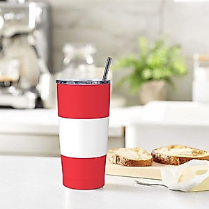 VKKOEWL Austrian Flag Stainless Steel Insulated Tumbler 20 Oz Travel Water Bottle Coffee Mug Drink Cup With Lid Straw