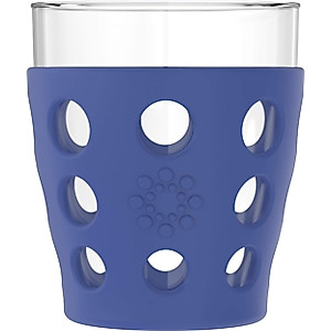 Lifefactory 10-Ounce BPA-Free Indoor/Outdoor Protective Silicone Sleeve Beverage Glass, 4 Count (Pack of 1), Orange, Grass Green, Cobalt, Huckleberry