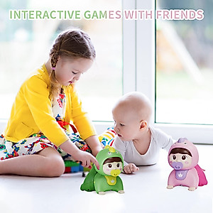 Lcasio Baby Crawling Toys, Musical Light up Crawling Toys for Babies 6-9-12 Months and UP, Crawling Baby Toys with Music and Light Up LED（Green）