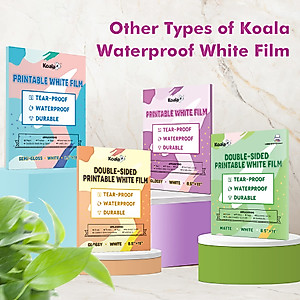 Koala Glossy White Film for Inkjet Printers, Waterproof and Tearproof Printer Paper, Single-Sided Printable Film, 8.5 x 11 Inch 20 Sheets, for Exceptional Image Reproduction