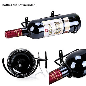Hipiwe Pack of 6 Wall Mounted Wine Racks - Red Wine Bottle Display Holder with Screws, Metal Hanging Wine Rack Organizer for Beverages/Liquor Bottles Storage