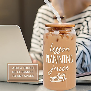 Teacher Appreciation Gifts - Teacher Gifts for Women - Cool Gifts for Teachers Women - Funny Teacher Gift Ideas - Teacher Birthday Gifts - Unique Gift for Teacher - 16 Oz Thank You Teacher Can Glass